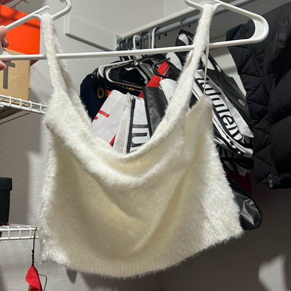 Kendall & Kylie | Tops | Kendall Kylie White Fuzzy Top | Poshmark